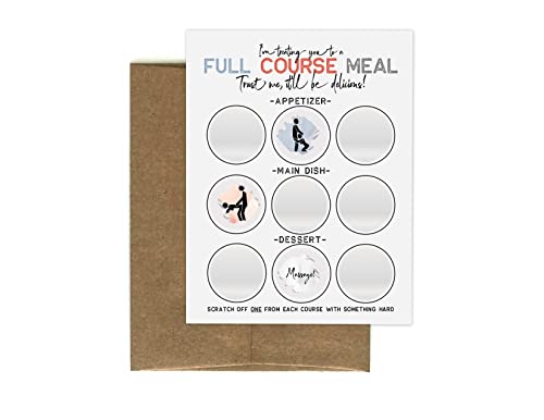 Naughty Scratch Off - FULL COURSE MEAL - Anniversary - Valentines - Birthday - Special Occasion - Folded A2 Card