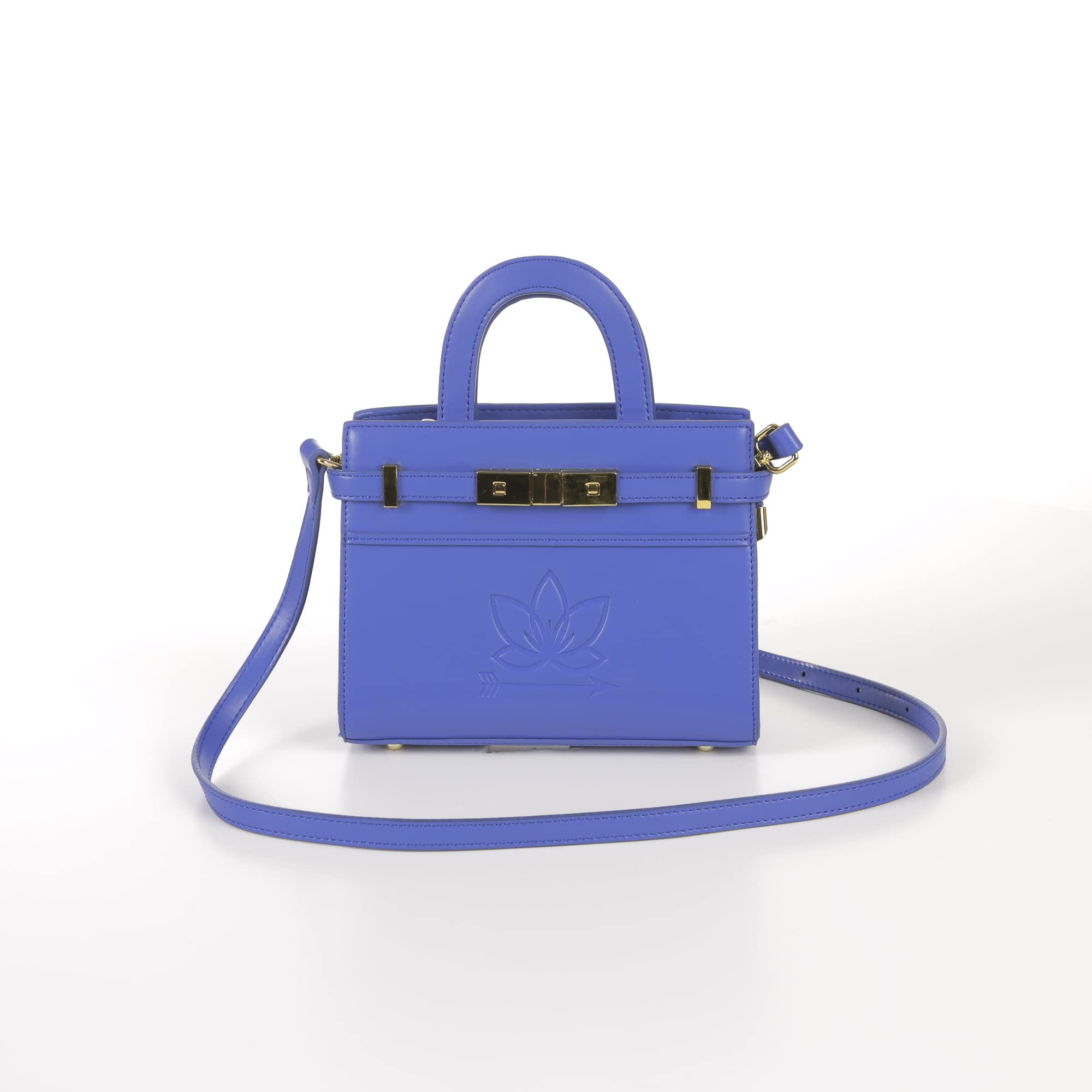 LOTUS NOIR™ - "Nicole Matte Embossed Vegan Leather Sling Purse with Detachable and Adjustable Strap (Blue)