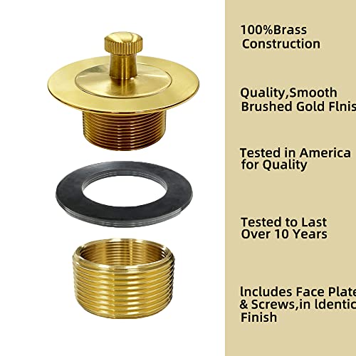 Lift & Turn Tub Trim Set with Two-Hole Overflow Cover,Replacement Bath Drain Trim Kit for Most Bathroom bathtubs (Gold)