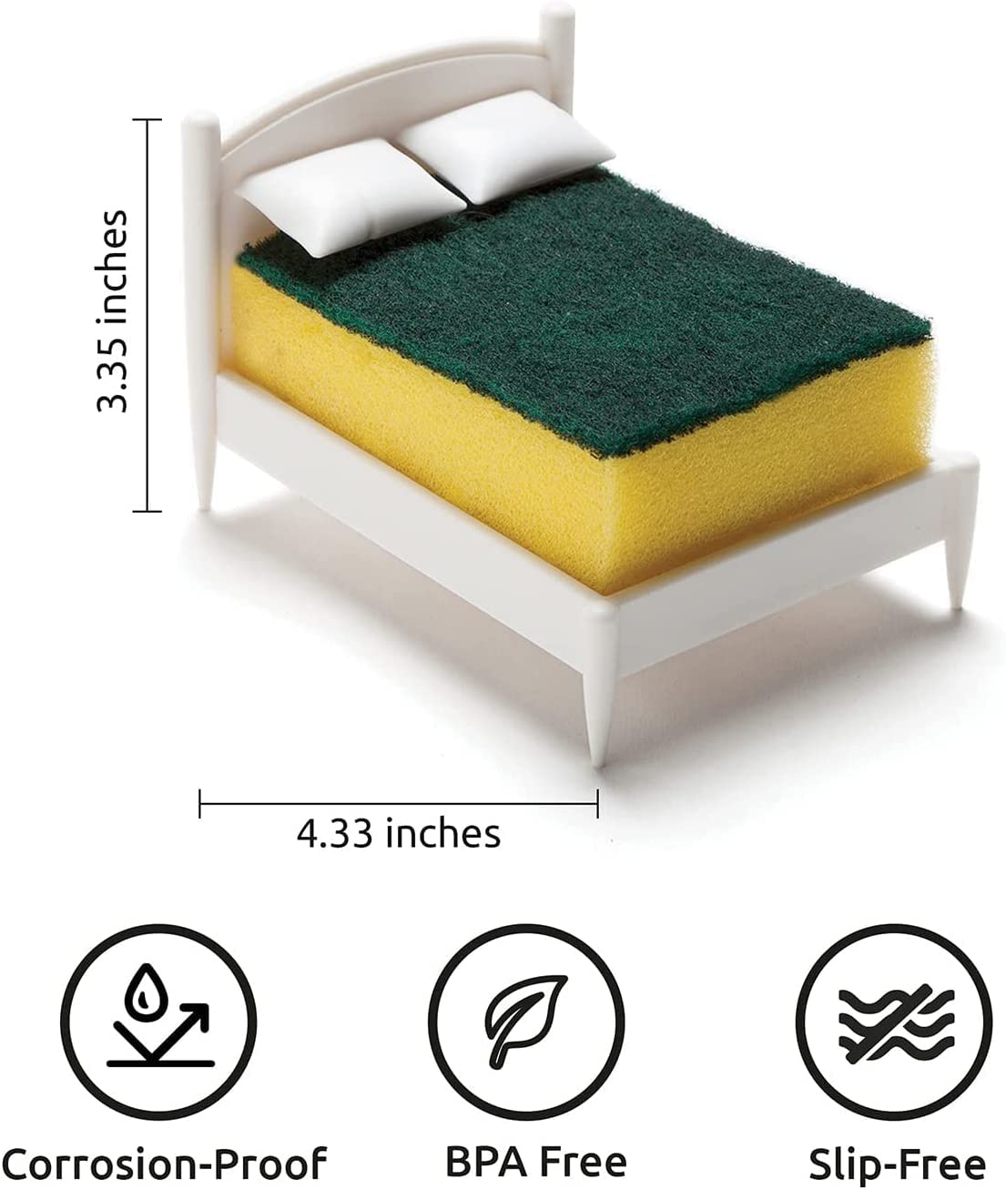 KINTAN Kitchen Sponge Holder, Storage Box for Scrubbing Cloth Creative Sponge Storage Bed, Kitchen Bathroom Drain Stand