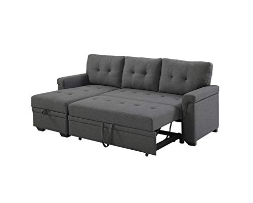 Oadeer Home Modern Reversible Sleeper Sofa with Storage Chaise Sofabed, Steel Gray