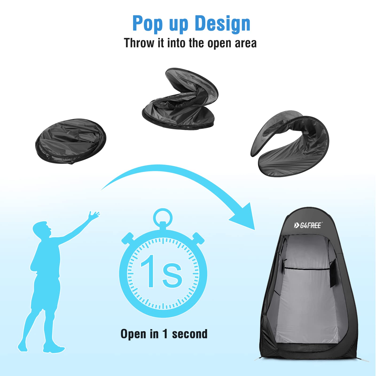 G4Free Pop Up Privacy Shower Tent Portable Outdoor Changing Room Camping Toilet Sun Shelter with Carry Bag(Green)