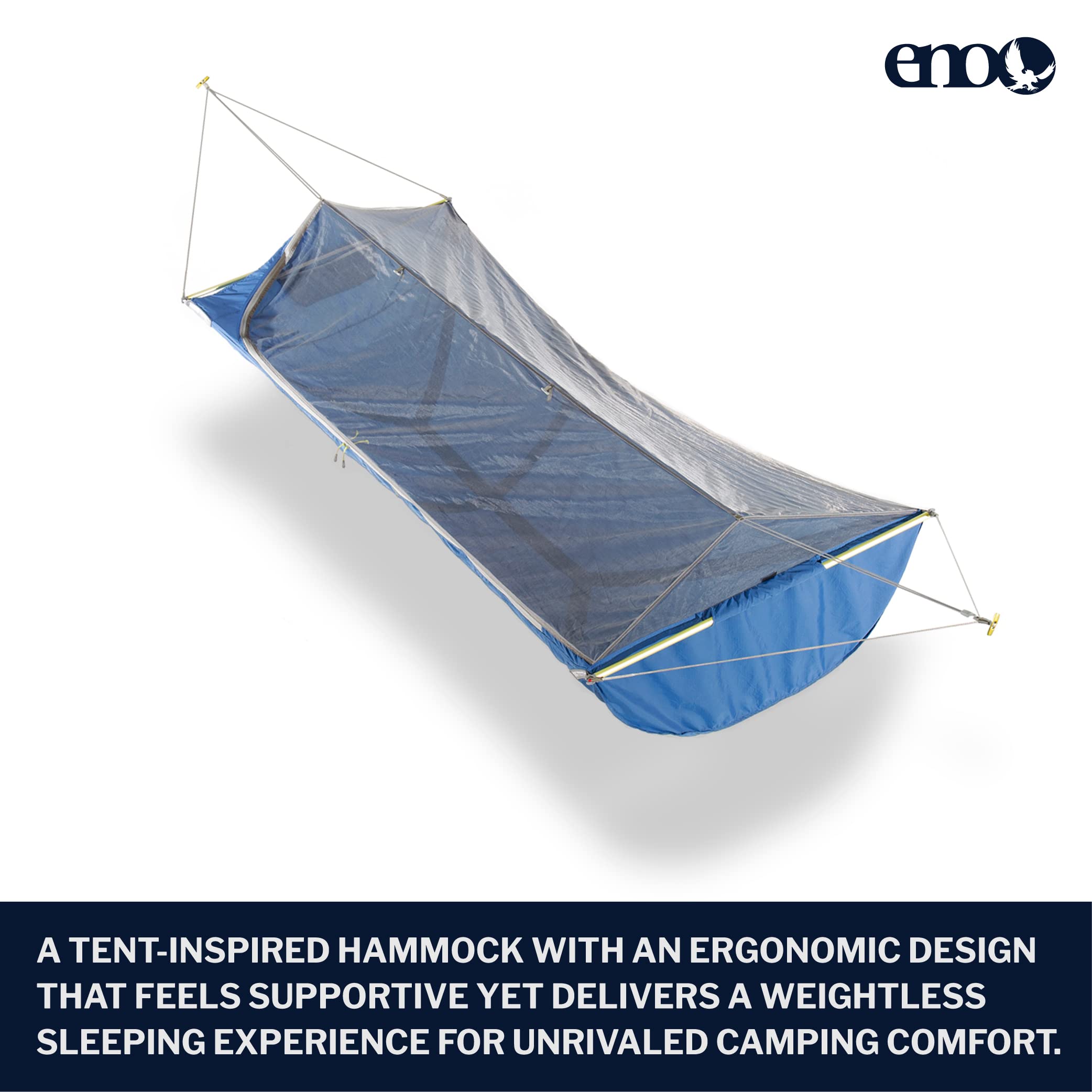 ENO SkyLite Hammock - 1 Person Flat, Portable Hammock - Integrated Hammock Bug Net - for Camping, Hiking, Backpacking, Travel, Festival, or The Beach - Pacific