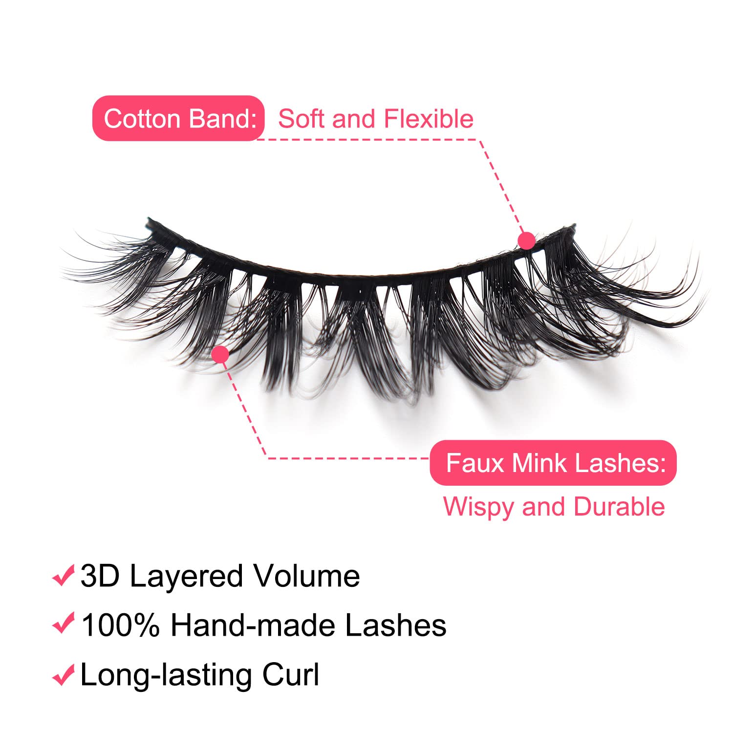 MilyBest Lashes Wispy False Eyelashes Fluffy Cat Eye Lashes Natural Look D Curl Lashes Mink Bulk Fake Eyelashes Extensions Pack