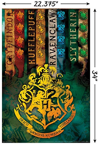 Trends International The Wizarding World: Harry Potter - House Crests Wall Poster, 22.375" x 34", Unframed Version