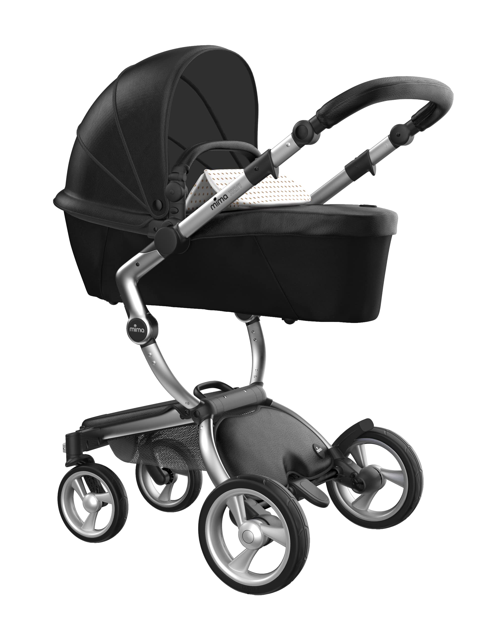 Mima Xari 4G Stroller (Aluminum Chassis, Black Seat, Sandy Beige Starter Pack)