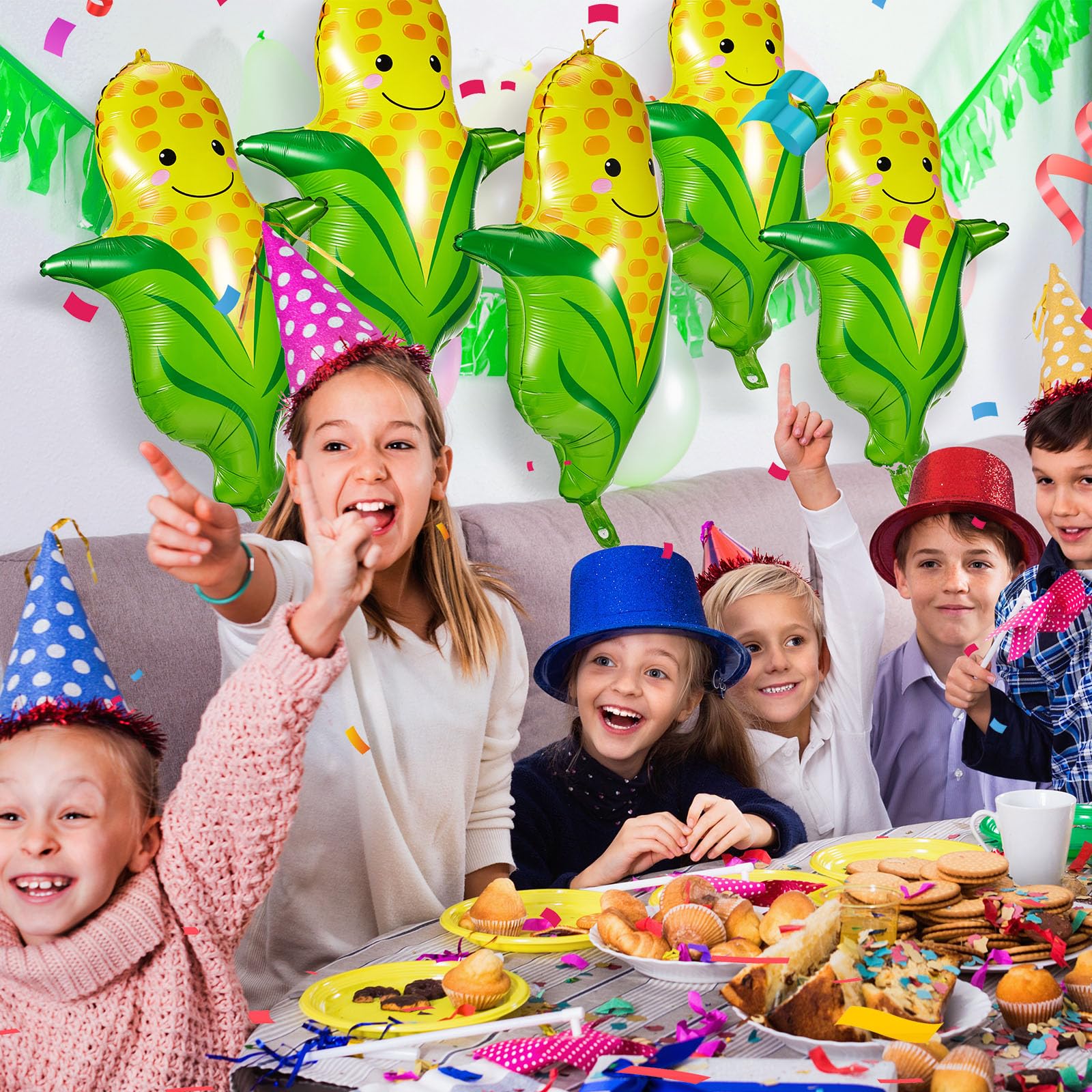 Shappy 20 Pcs Corn Balloons Fruit Themed Balloons 28 Inch Corn Decorations Balloons Corn Foil Balloon for Birthday Baby Shower Wedding Fall Vegetable Fruit Party Decorations Supplies