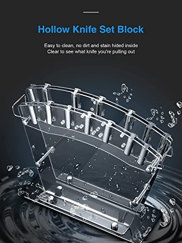 KDIK 16 PCS High Carbon Stainless Steel Kitchen Knife Set, BO Oxidation, No Rust, Sharp Cutlery Black Knife Set with Acrylic Stand and Serrated Steak Knives,AB112
