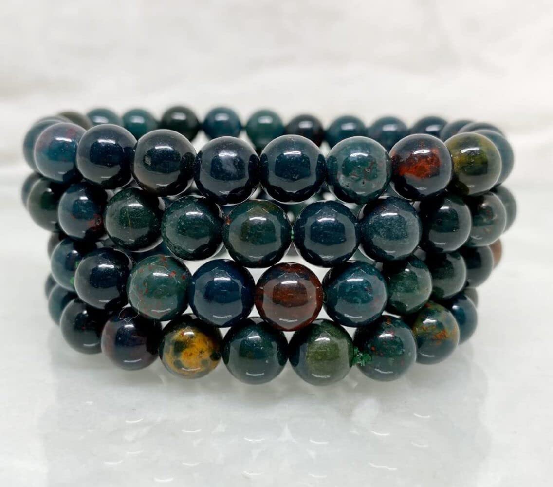 Generic Soothing Crystals Bloodstone Beaded Bracelet 8Mm A Grade 7.5 Inch (Bloodstone)
