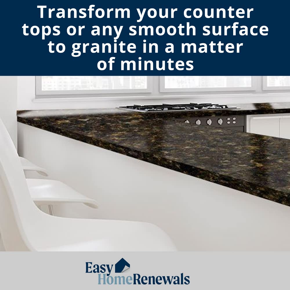 Instant Granite Premium Kitchen Countertop Vinyl Laminate Cover | Easy Installation | Displays No Seams | Peel & Stick | Durable Self-Adhesive | 36β x 144β | Marble Design | Black (12ft)