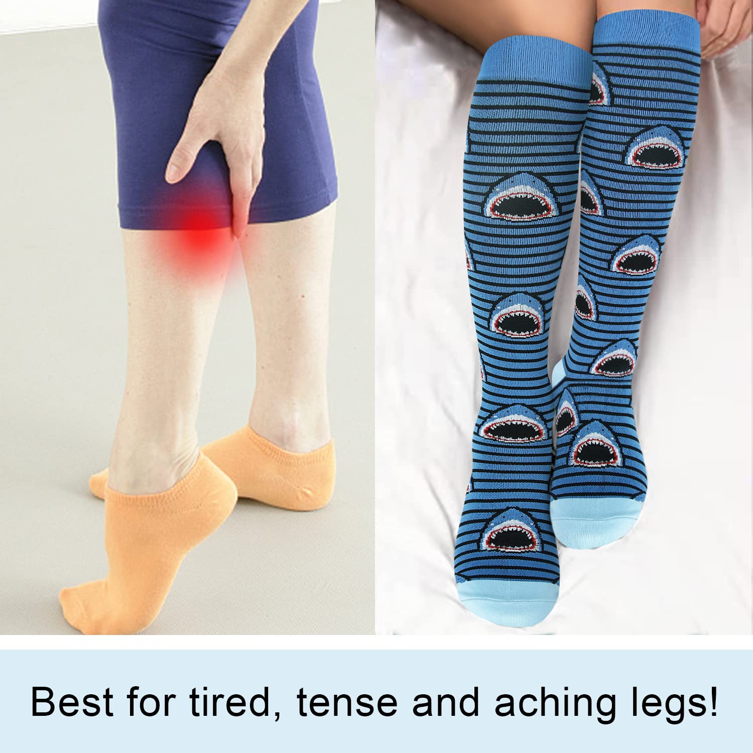 Junely Easter Compression Socks for Women 20-30 mmhg for Running Work Support Nurses Pregnancy Travel Sports Swelling Black