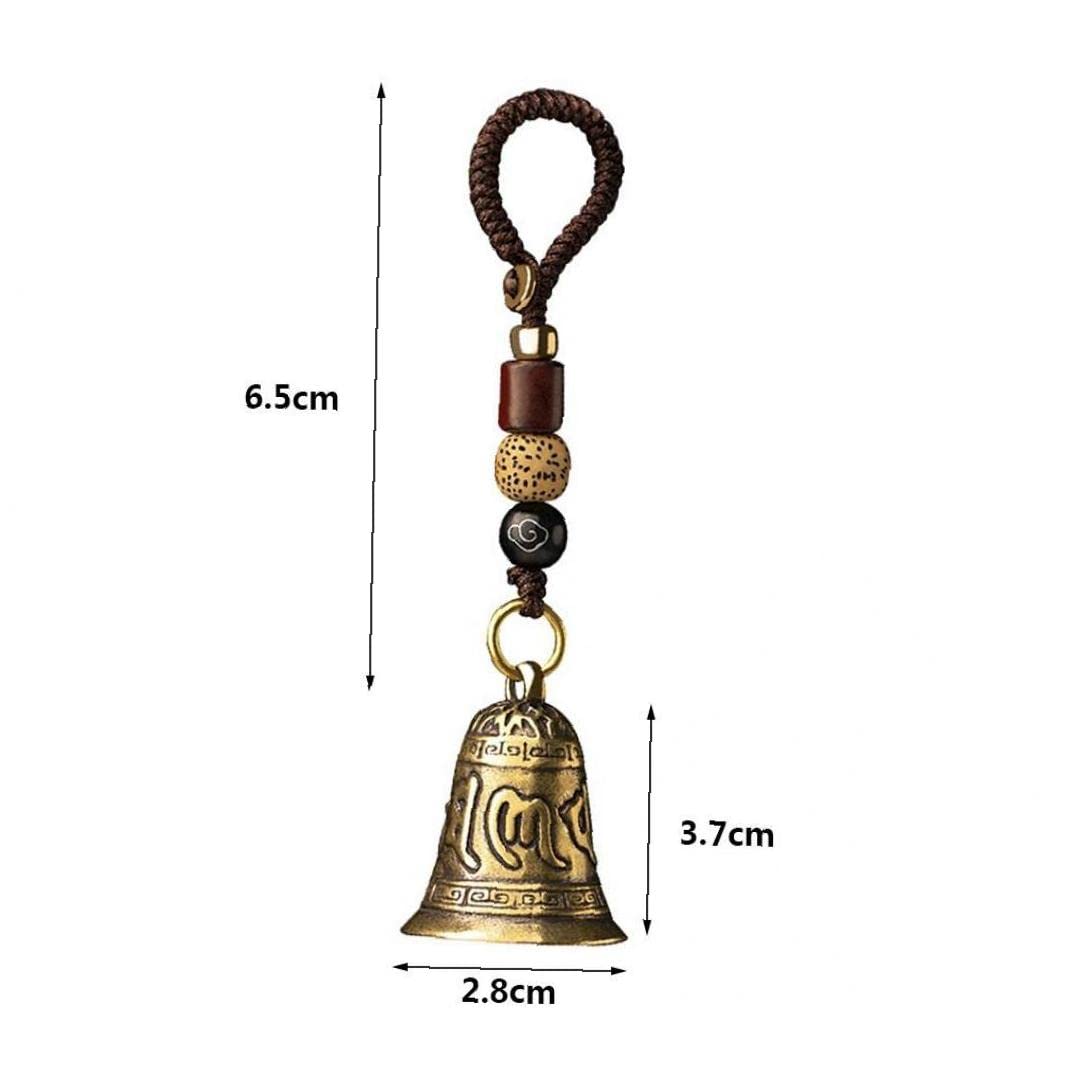 Froiny Vintage Brass Bell Six-Word Bell Keychains Tibetan Buddhist Meditation Bell Lanyard Car Hanging Pendants Accessories 37x28x28mm