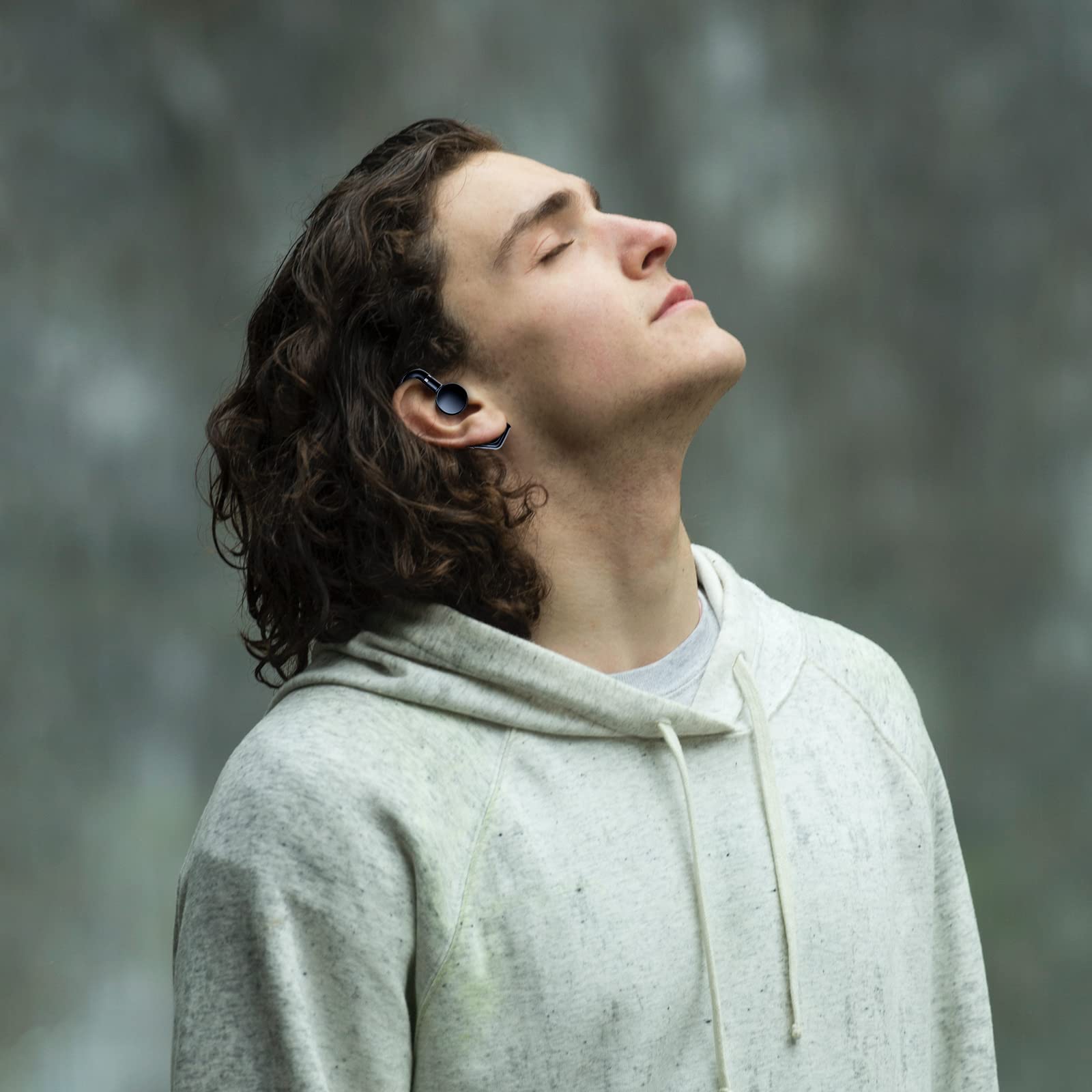 Mosonnytee Bone Conduction Headphones Bluetooth earpiece Open Ear Headphones Wireless Bluetooth earpiece with Microphone Headset for Cell Phones handsfree Headset 8-Hours Usage