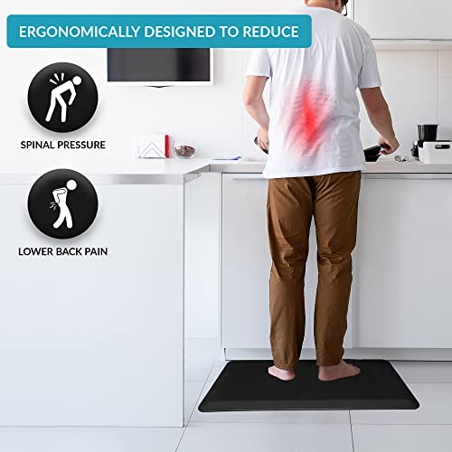 Keeble Outlets Anti Fatigue Kitchen Mat | 20x39 inch Black Foam Chef Mat | Non-Slip Washable Cushioned for Comfort | Ideal Kitchen Rugs for Floor and Anti Fatigue Relief