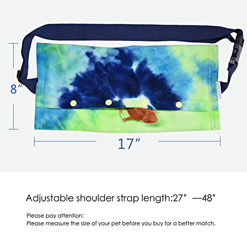 LIKZINWA Small Animal Sling Carrier,Bearded Dragon Carrier Lizard Carrier and Reptile Carrier with Adjustable Strap (Blue-Green)