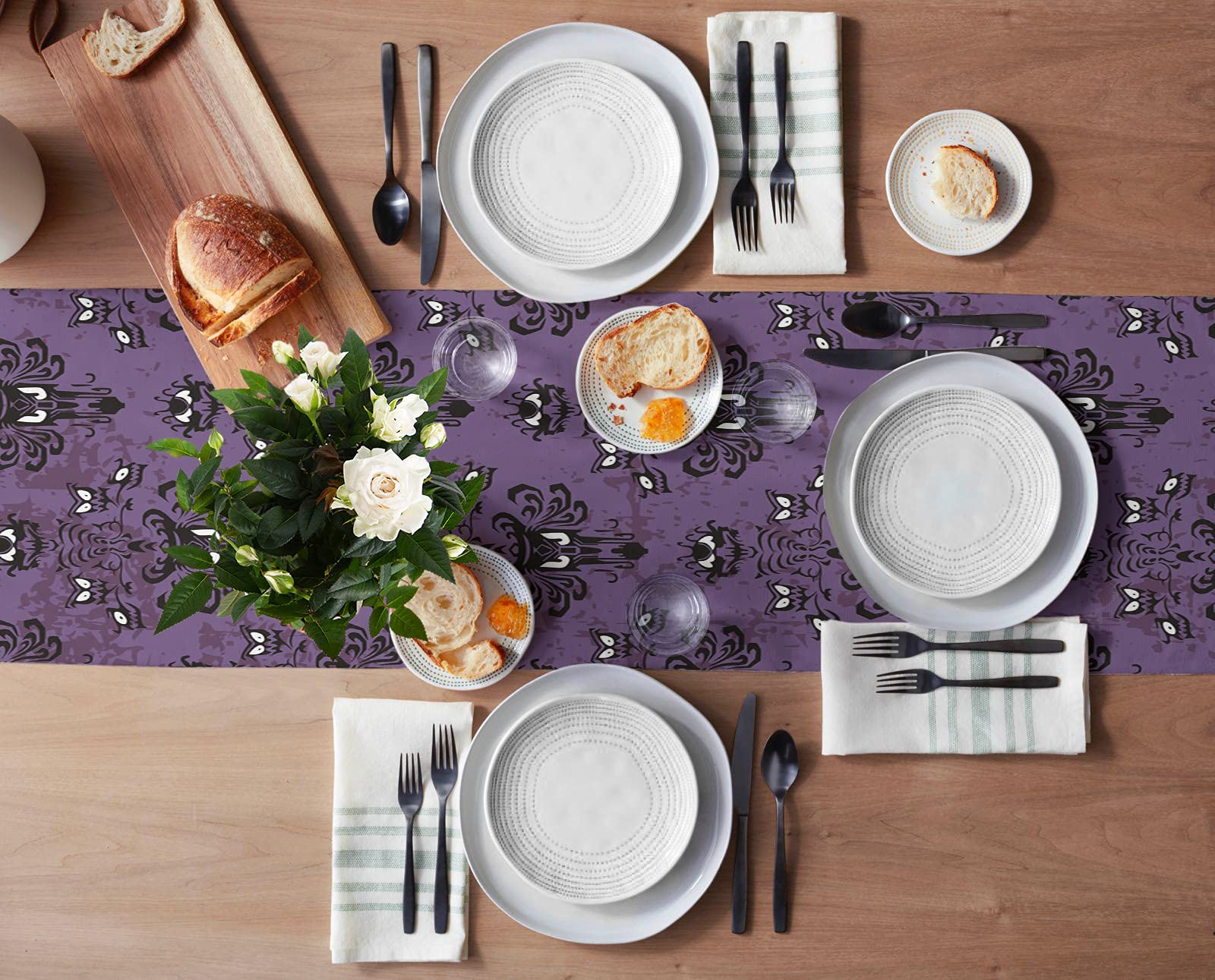 Halloween Table Runner Party Supplies Fabric Decorations for Wedding Birthday Baby Shower 13x70inch Haunted Mansion