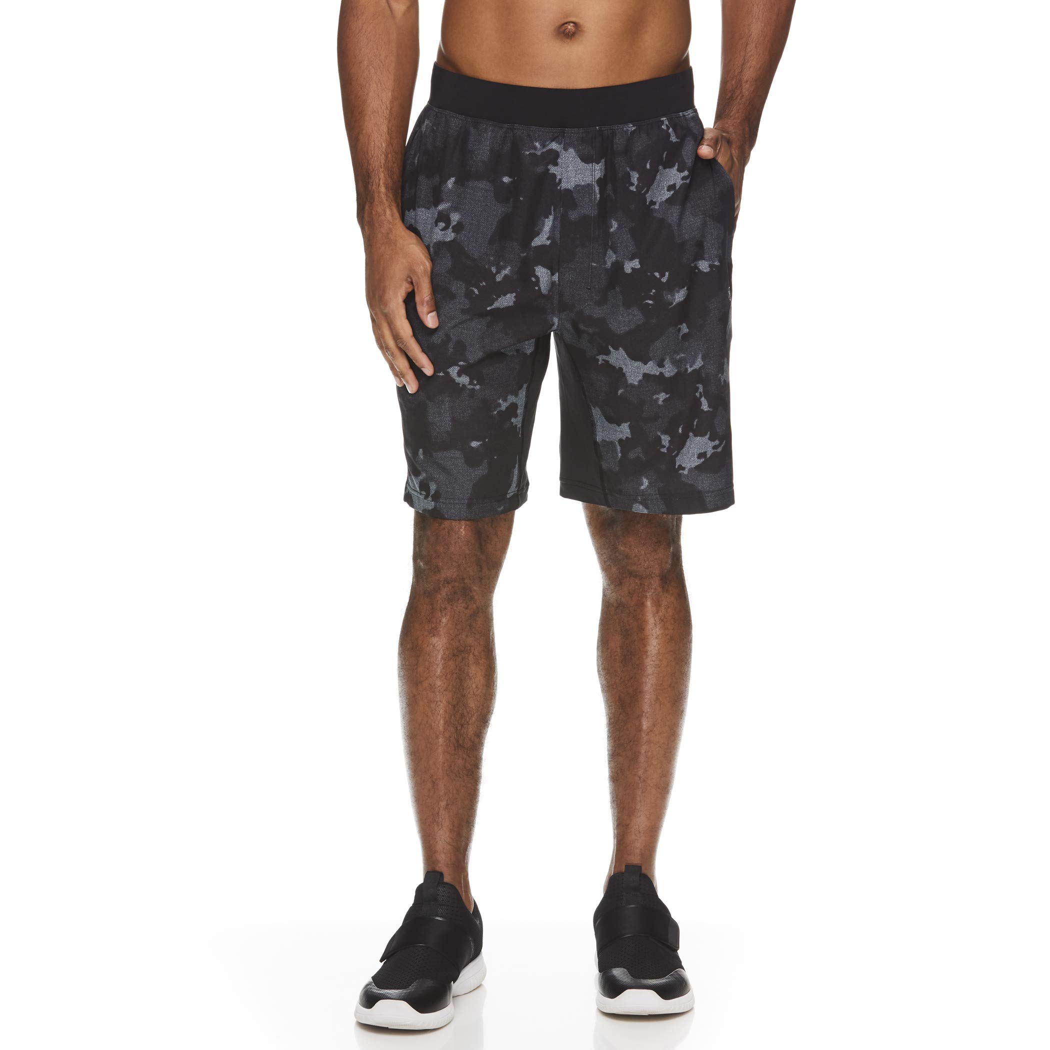 Gaiam Men's Yoga Shorts - Performance Heather Gym & Workout Short w/Pockets - Strength Camo Black, Small