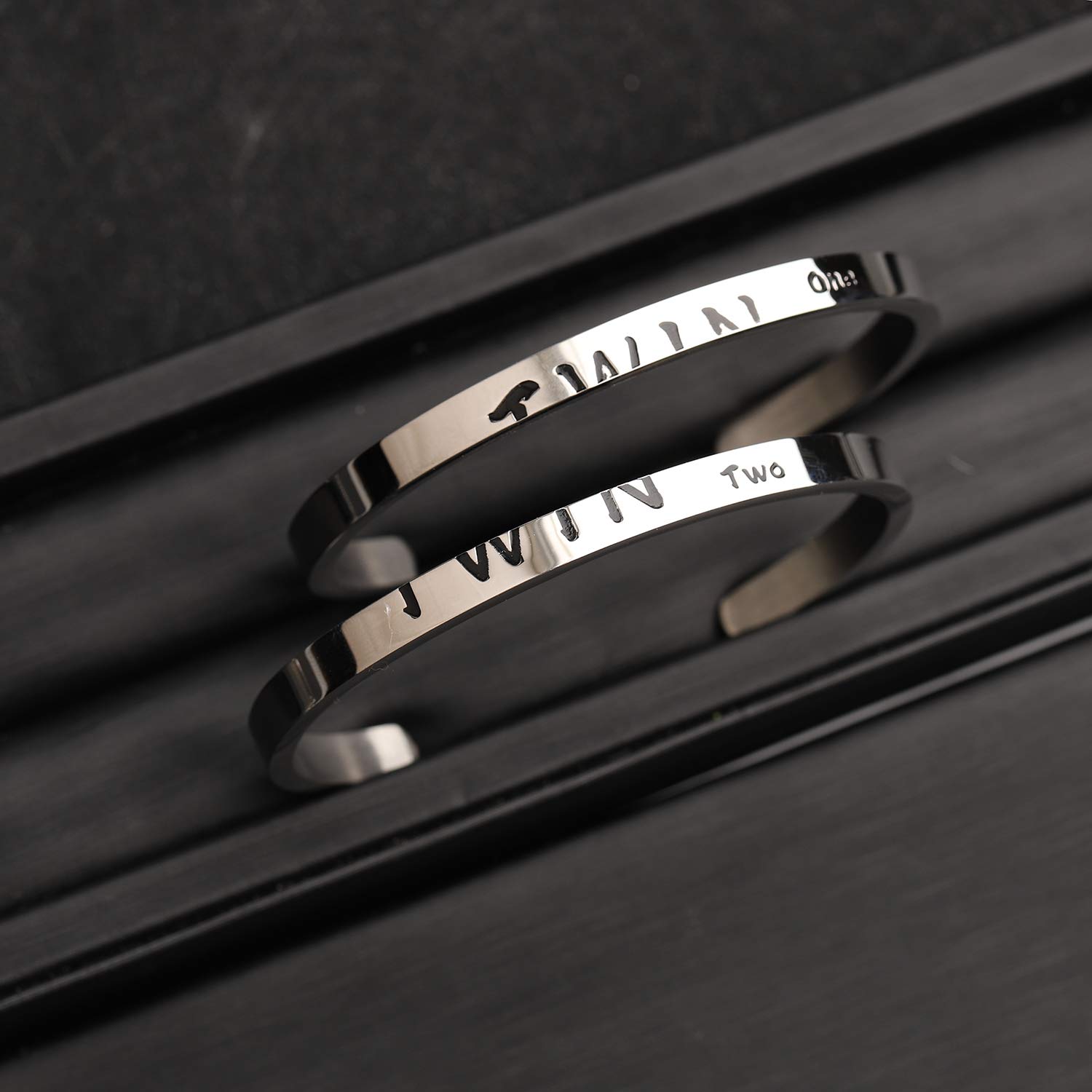 ENSIANTH Twins Gift Twin Bracelet Twin One Twin Two Cuff Bangle (Twin Cuff Set)