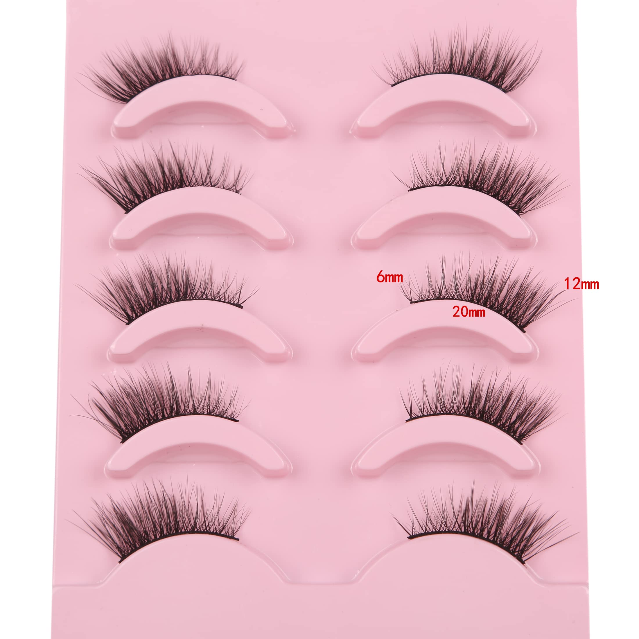 Himirell Half Lashes Natural Look Cat Eye Lashes Short Accent Corner False Eyelashes Look Natural Faux Mink Lashes 5 Pairs Pack