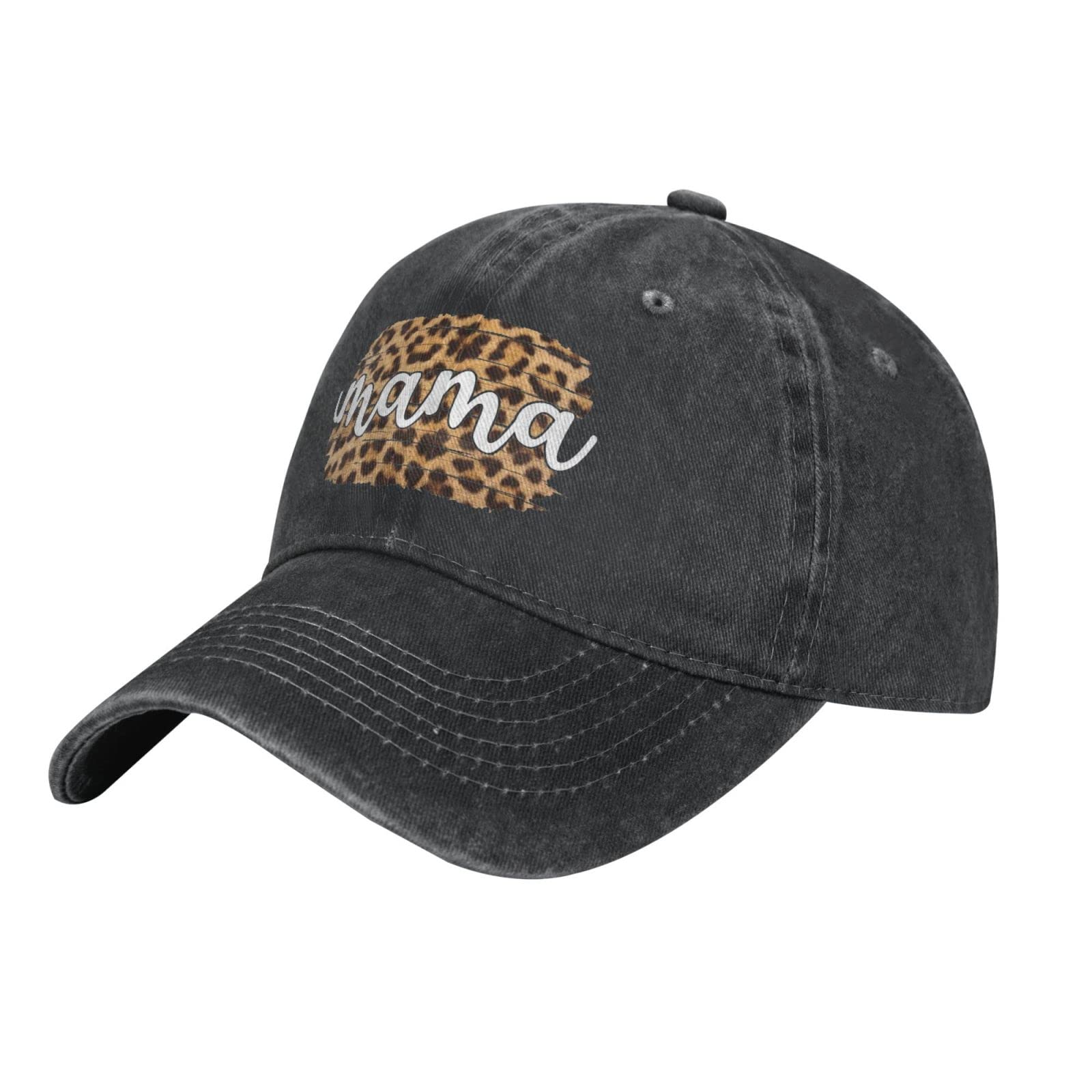 Inked Mama Cheetah Leopard Print Cowboy Hat Adjustable Baseball Cap Trucker Hats Black