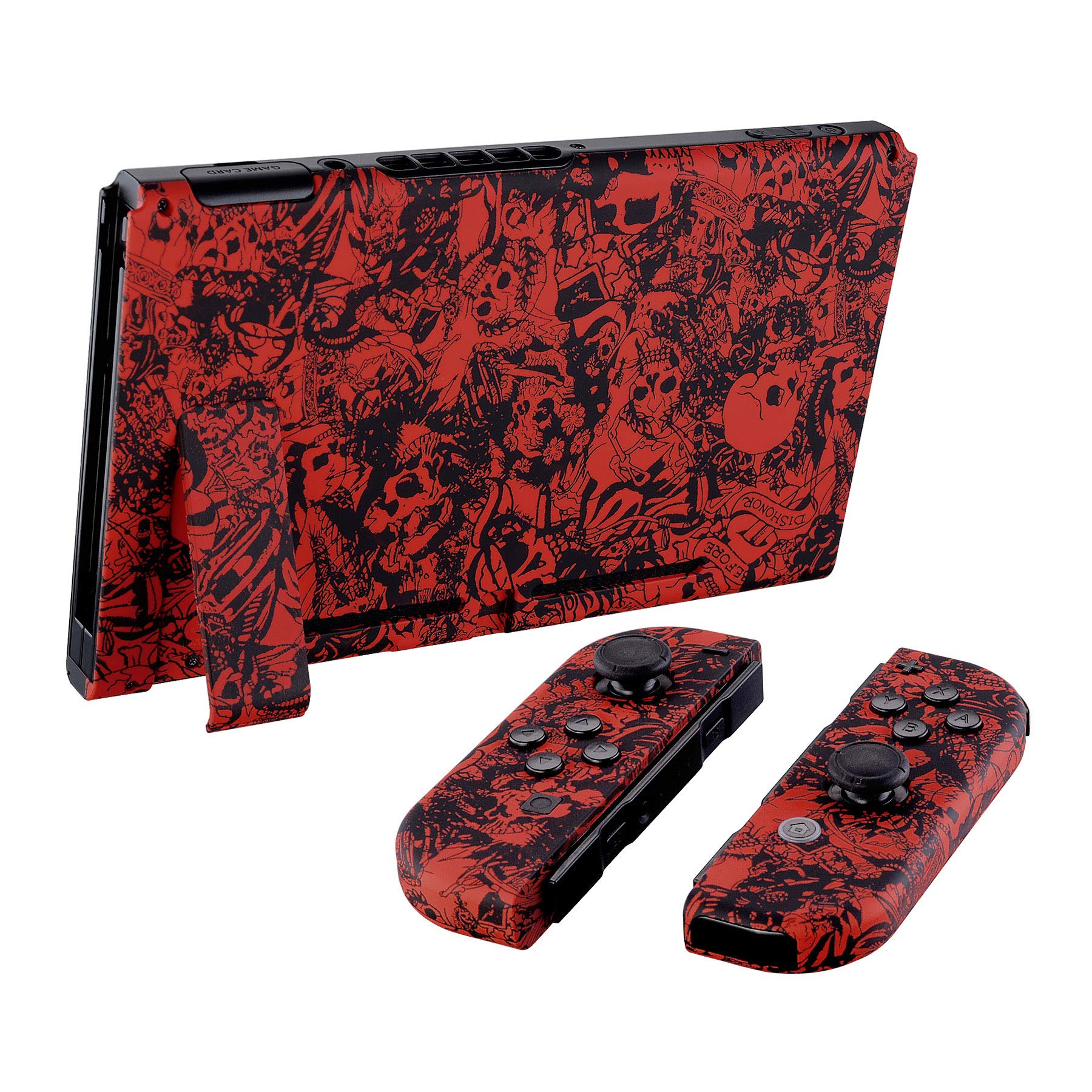 eXtremeRate Soft Touch Grip Back Plate for Nintendo Switch Console, NS Joycon Handheld Controller Housing with Full Set Buttons, DIY Replacement Shell for Nintendo Switch - Demons and Monsters