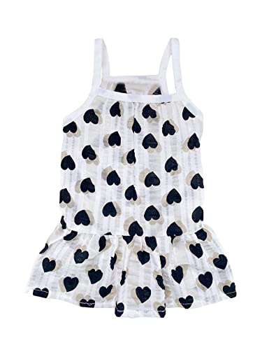 QWINEE Heart Print Dog Cat Dress Dog Princess Dresses Party Birthday Puppy Tutu Skirt Chihuahua Teddy Pomeranian Dress Pet Clothes for Small Medium Large Dogs Cats Kittens Black and White M