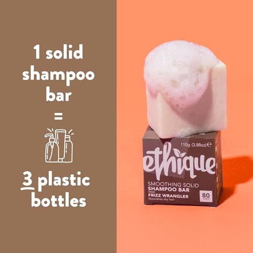 Ethique Frizz Wrangler - Smoothing Solid Shampoo Bar for Dry & Damaged Hair - Vegan, Eco-Friendly, Plastic-Free, Cruelty-Free, 3.88 oz(Pack of 1)