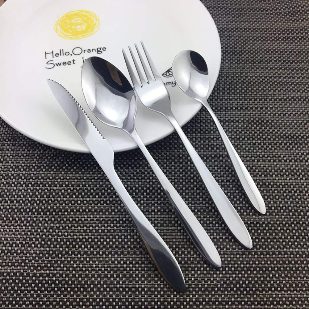 Gizhome Stainless Steel Flatware Set Cutlery Set of Knife Fork Soup Spoon Teaspoon, Portable Silverware Set for Travel Camping