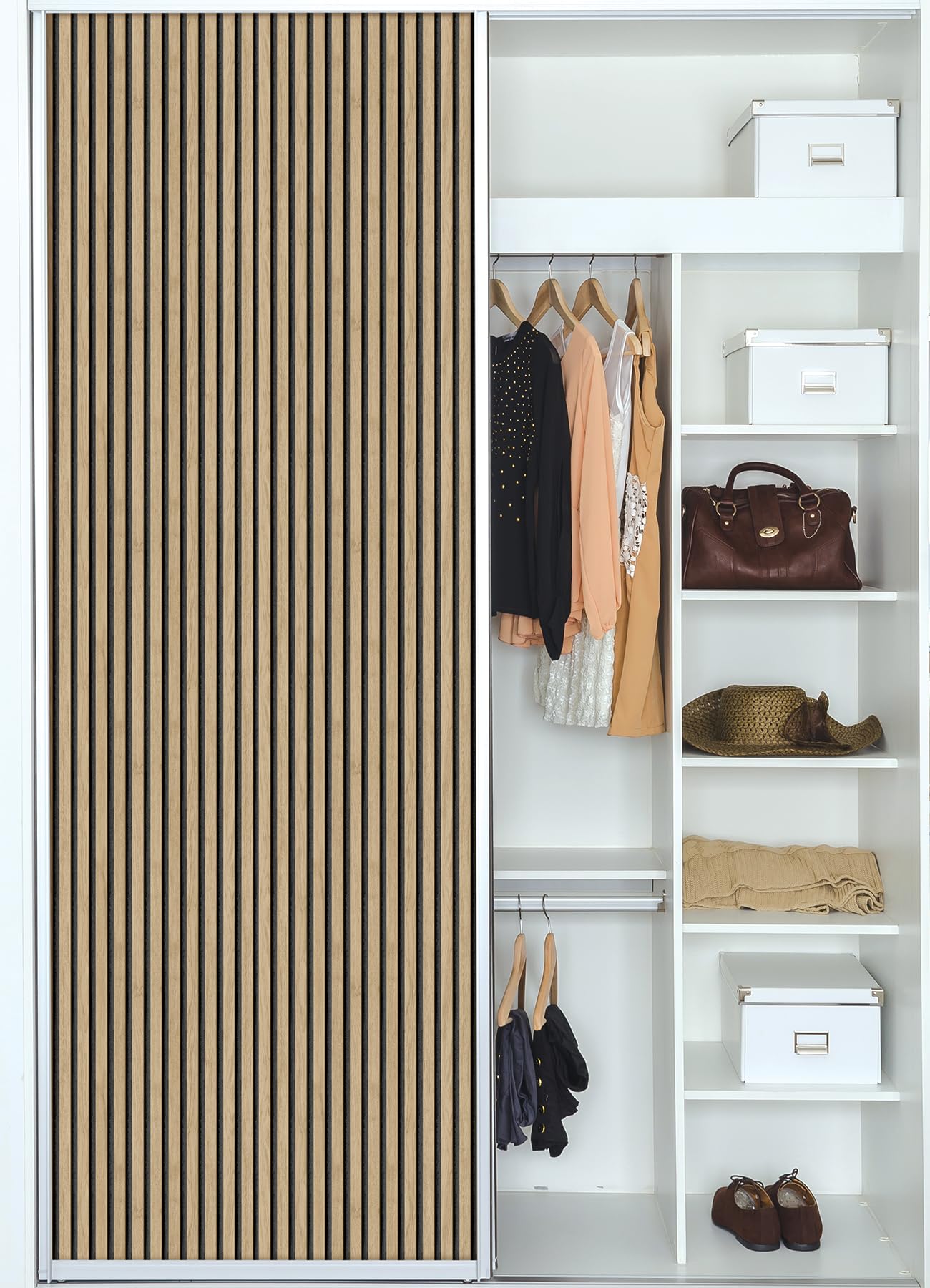 Oak Slat Wood Peel and Stick Wallpaper