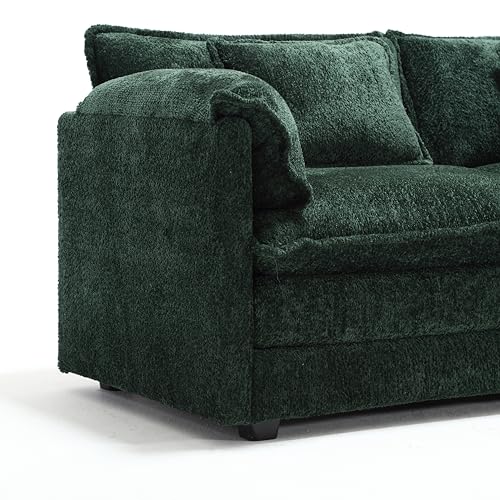 Oversized Convertible Modular Sectional Sofa with Movable Ottoman for Living Room, Modern Chenille Upholstery L Shaped Cloud Couch, Comfy Sleeper Sofa&Couches with Solid Wood Legs & Memory Foam