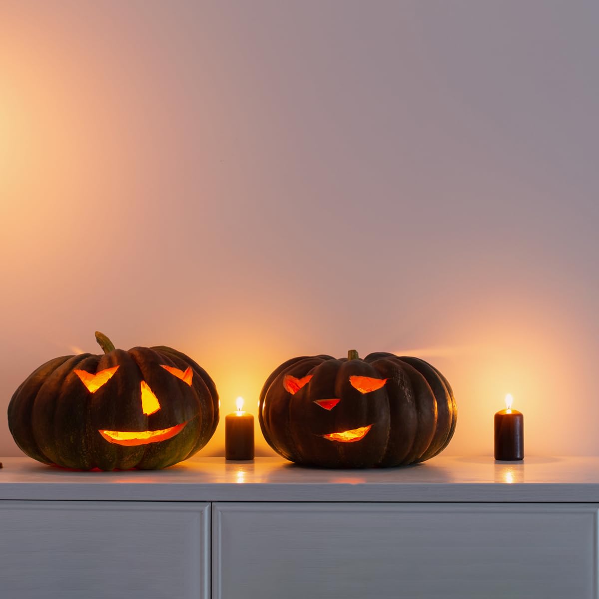 Unscented Black Pillar Candles, Small 2x3 Inch Dripless Tapered Column Halloween Solid Colored Candles for Home Party Holiday, 24 Hour Burn Time, Set of 8