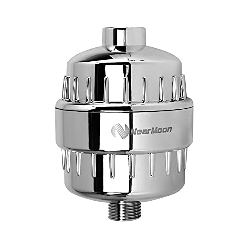 NearMoon High Output 15 Stage Shower Filter - Filtered Shower head softener for Hard Water，Reduces Dry Itchy Skin, Dandruff and Improves the Condition of Your Skin, Hair (Chrome Finish)