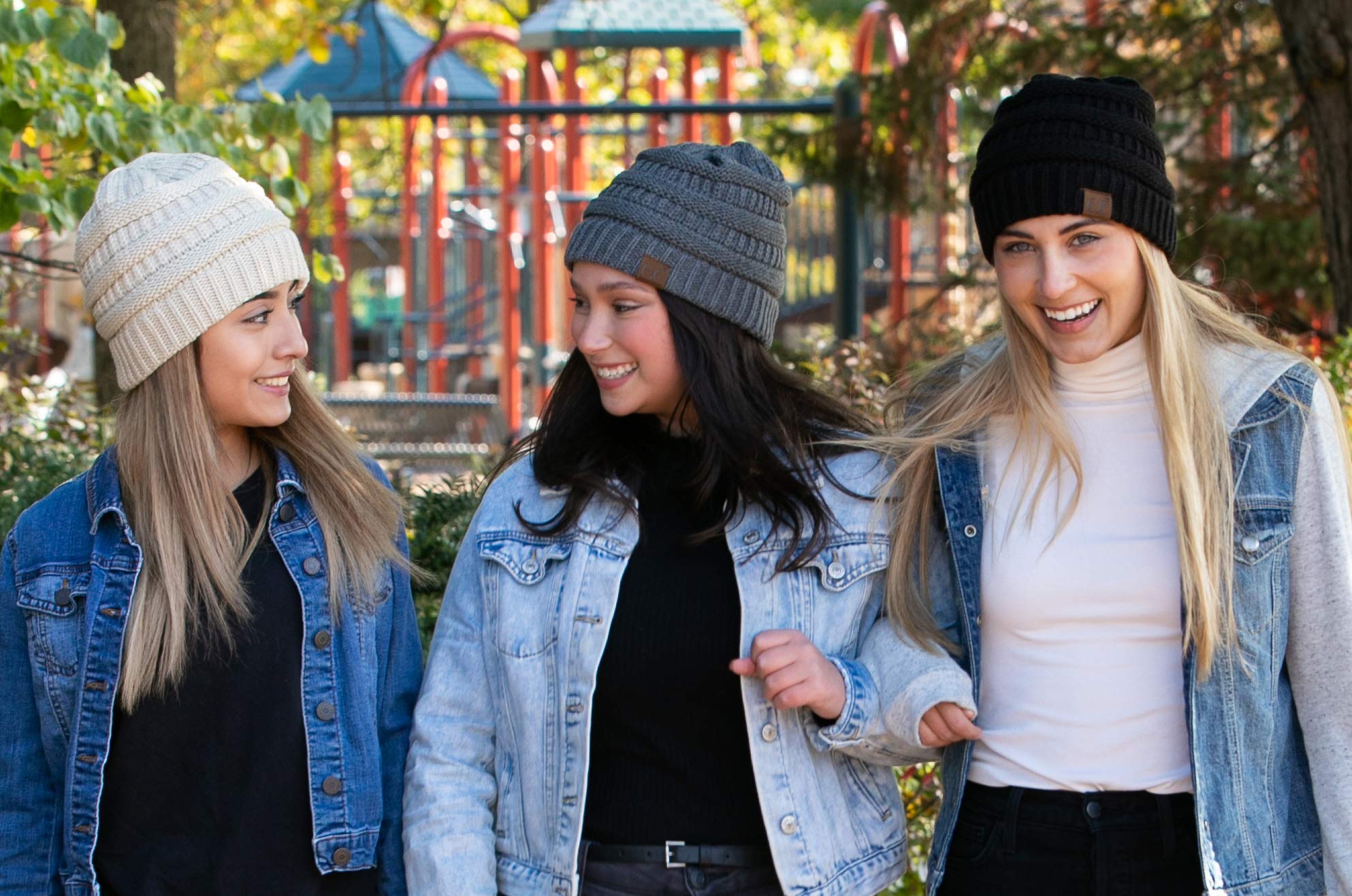 Funky Junque Solid Beanie 4-Pack: Black, Ivory, Beige, Charcoal