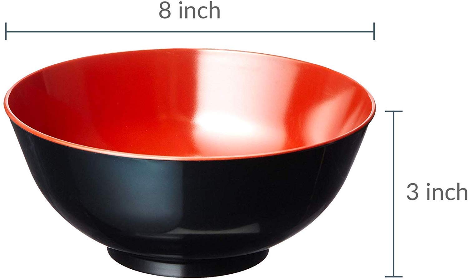 JapanBargain 2396x2, Japanese Style Plastic Black and Red Color Large 52 oz Ramen Bowls for Udon Pho Noodles Soup Cereal Pasta, Pack of 2