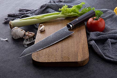Kiritsuke Chef Knife,GRANDSHARP Kitchen Knife Damascus Pro Sharp VG10 High Carbon Stainless Steel 67-Layer Meat Sushi Fruit Cutting Cleaver Chef Knife[Gift Box]Ergonomic Wooden Handle-8 Inch