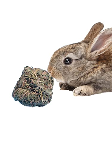 QWINEE Rabbit Chew Grass Ball Chewable Teeth Care Activity Play Toys for Bunny Rabbits Hamsters Guinea Pigs Gerbils Multicolor One Size