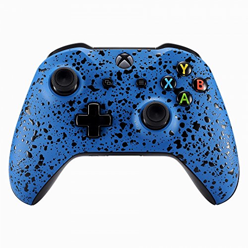 eXtremeRate Textured Blue Faceplate Cover, 3D Splashing Front Housing Shell Case, Comfortable Non-Slip Replacement Kit for Xbox One Wireless Controller Model 1708 - Controller NOT Included