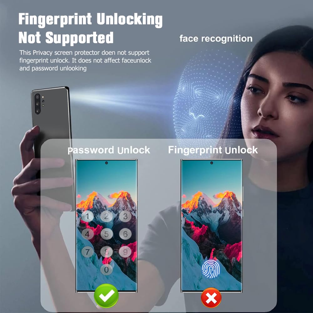 Geviaho [1+2 Pack] Galaxy Note 10 Plus Privacy Screen Protector And Camera Lens Protector,3D Full Coverage Tempered Glass Saver, 9H Hardness Hd Anti-Spy,For Samsung Galaxy Note 10 Plus 5G（6.8 Inch）