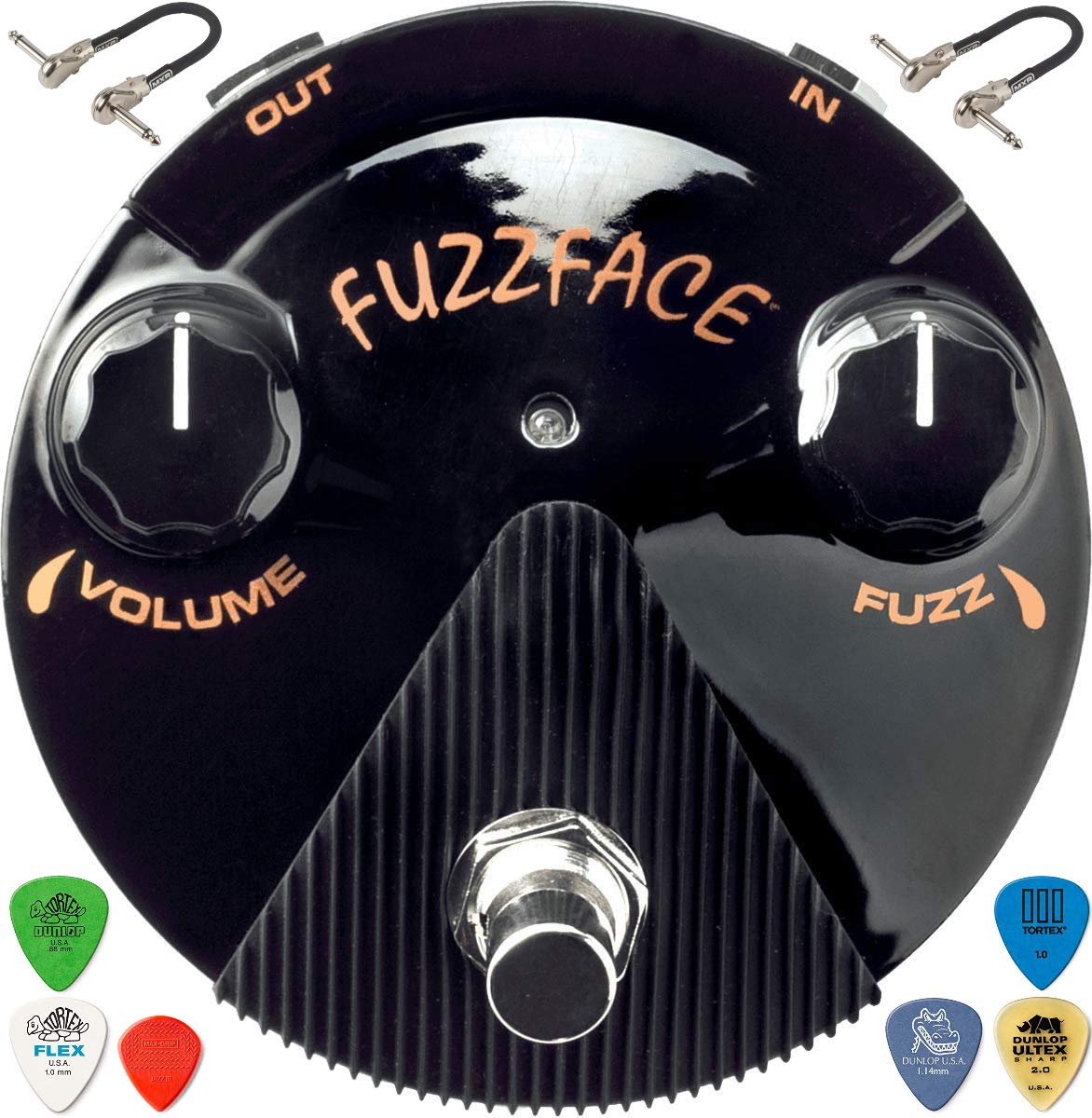 Dunlop FFM4 Joe Bonamassa Fuzz Face Mini Bundle with 2 MXR Patch Cables and 6 Dunlop Picks