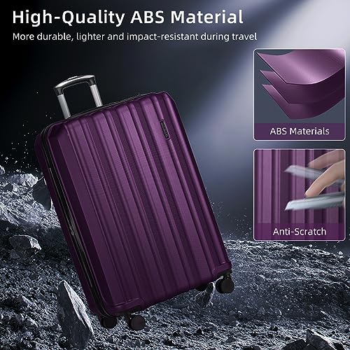 LARVENDER Luggage Sets 6 Piece, Expandable Luggage Hardshell Suitcases Set with Spinner Wheels, Lightweight Travel Luggage Sets Clearance with Cosmetic Cases, Purple(12/14/18/20/24/28)"