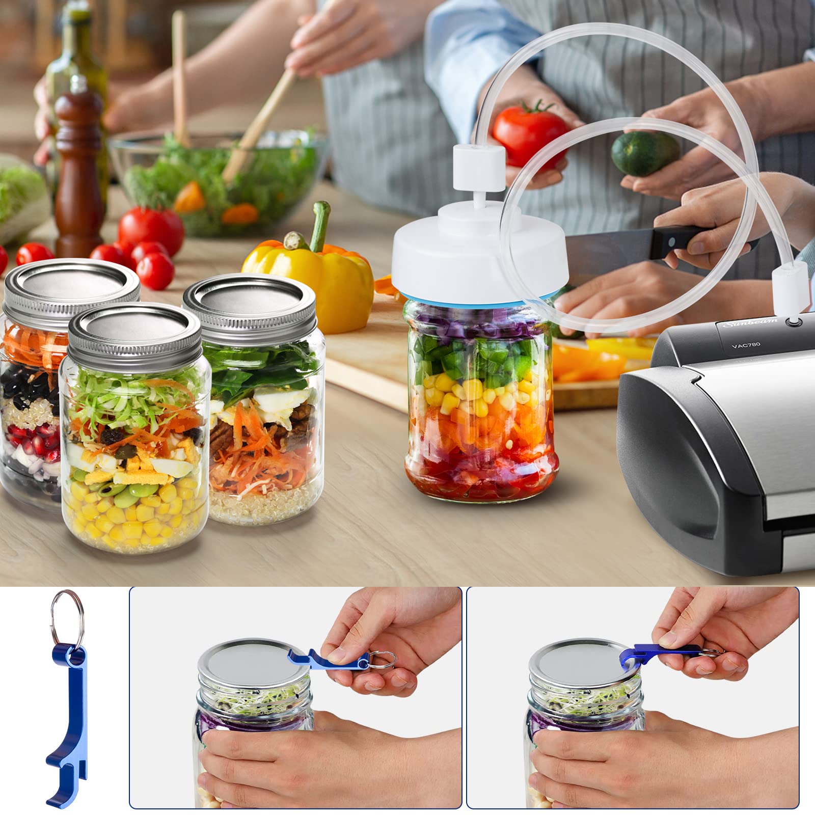 Jar Sealer for FoodSaver Vacuum Sealer, Canning Jars Vacuum Sealer Kit with Accessory Hose for Regular and Wide Mouth Mason Jars