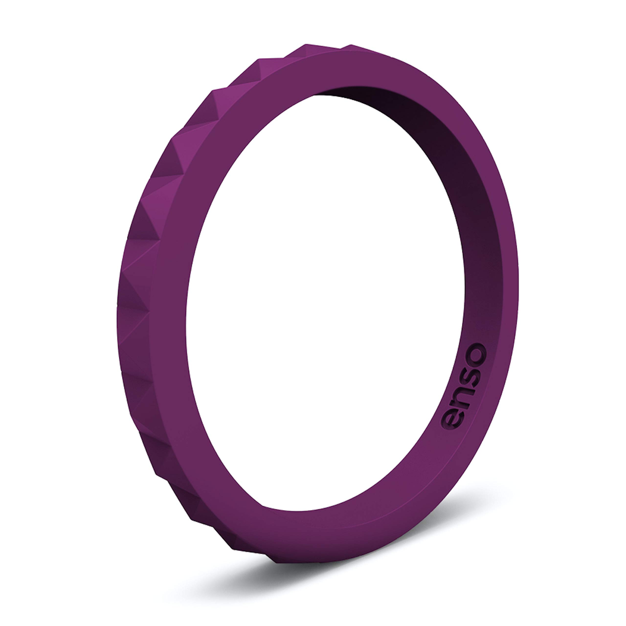 Enso Rings Pyramid Stackable Silicone Ring | The Premium Fashion Forward Silicone Ring | Hypoallergenic Medical Grade Silicone | Commit To What You Love (Plum Purple, 4)
