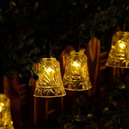 FODFKL Bell Solar Light String Outdoor Waterproof Decoration Christmas Garden Home Decoration Light String 20LED Warm White