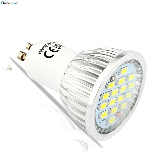 ELINKUME GU10 LED Bulbs, Cold White 6000K, 6W 720LM, 60W Halogen Spotlight Bulb Equivalent, Energy Saving GU10 LED Light Bulbs, 38°Beam Angle, Non Dimmable, Pack of 10