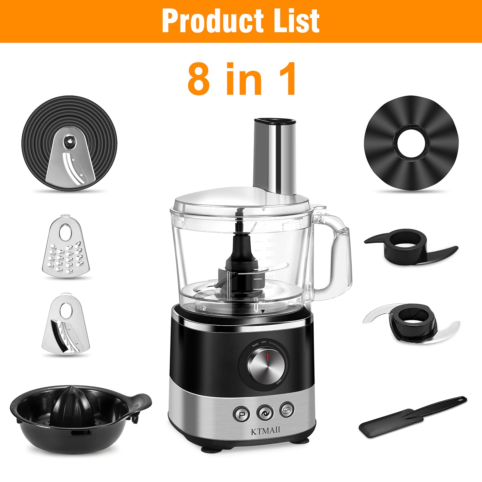 Food Processor,7 Cup Food Processor Vegetable Chopper for Chopping, Pureeing, Mixing, Shredding and Slicing,With 2 Speeds Plus Pulse,650 Watt,Safety Interlocking Design