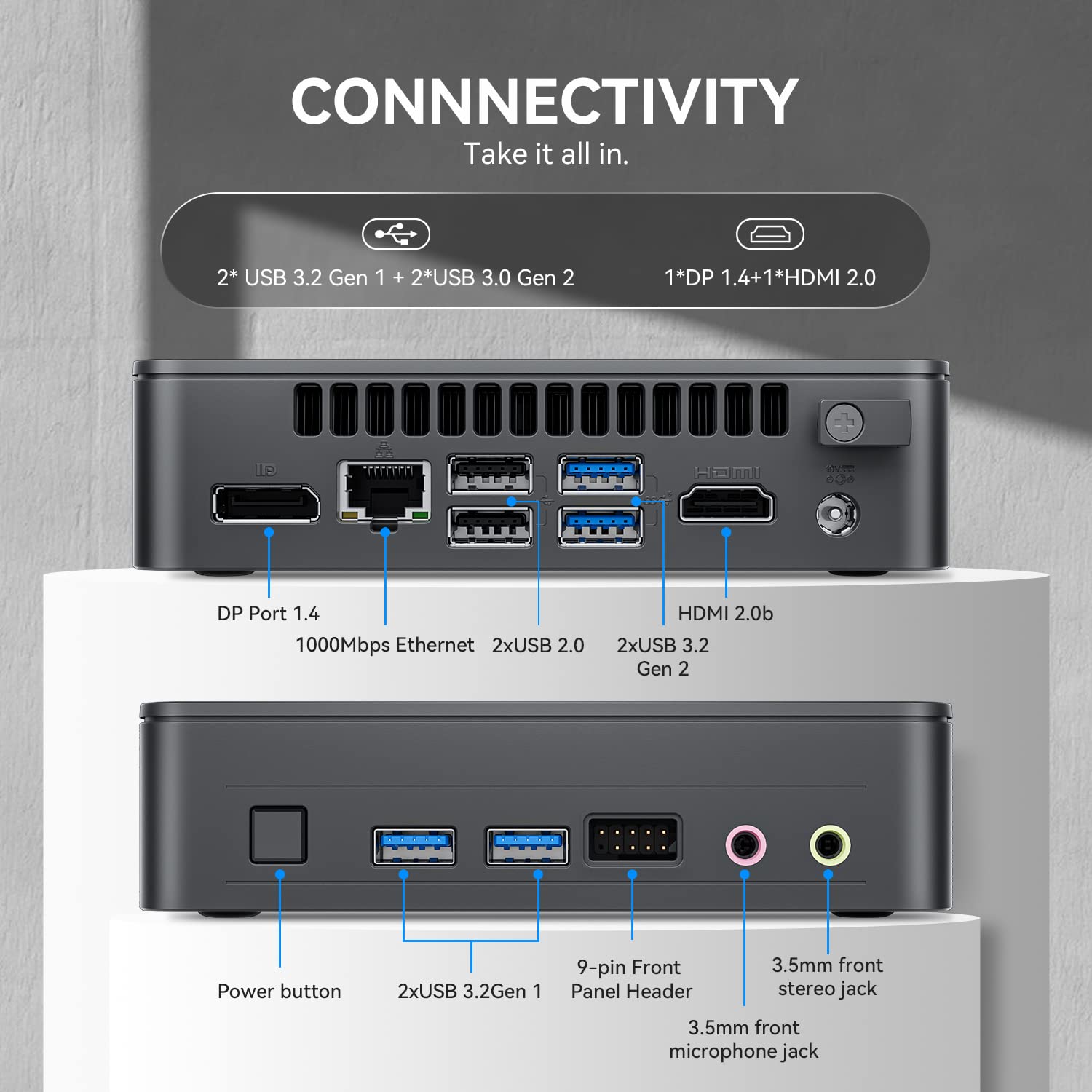 Intel NUC 11 Gen Mini PC Celeron N5105 Mini Computers,8GB DDR4 500GB M.2 SSD Portable Computer Dual HDMI Support 4K UHD, 2.4G/5.0G Dual Wi-Fi5, Bluetooth 5.0, LAN for Business Home Education Desktop M