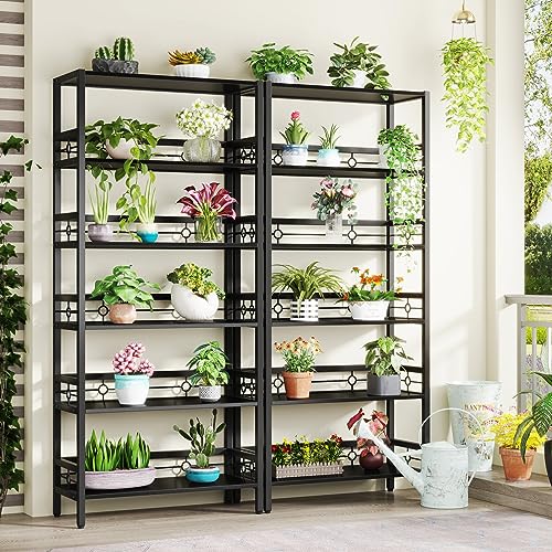 Tribesigns 71" Tall Bookshelf, Modern 6-Tier Etagere Bookcase, Freestanding Open Book Shelves, Wood and Metal Storage Display Rack, Unique Shelving Unit for Home Office, Living Room, Black