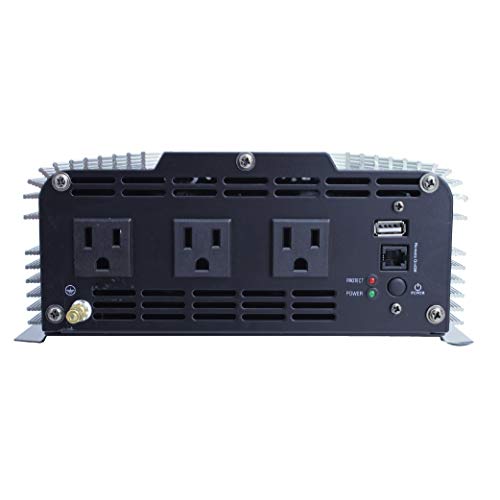 GoWISE Power 2000W Pure Sine Wave Power Inverter 12V DC to 120V AC with 3 AC Outlets + 1 5V USB Port, Remote Switch and 2 Battery Cables (4000W Peak) PS1003 (Renewed)