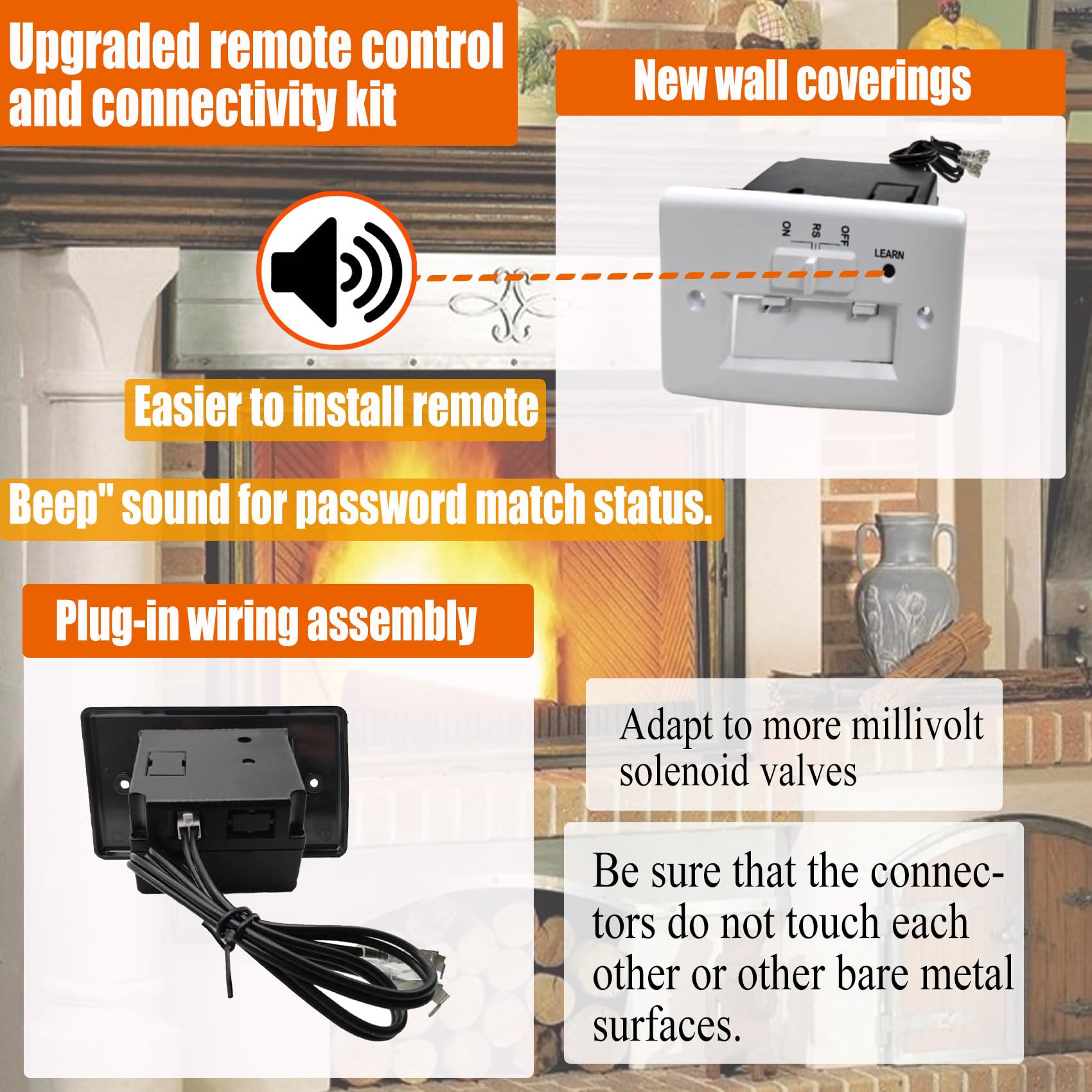 Upgrade Gas Fireplace Remote Switch System Kit for Standard Millivolt Valve Appliances,Compatible with Skytech,Majestic,Ambient,Empire,Monessen,Vermont Fireplaces,and Other Fireplaces,5 Year Warranty