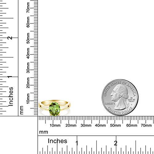 Gem Stone King 18K Yellow Gold Plated Silver 9X7MM Oval Gemstone Birthstone Solitaire Engagement Ring | Wedding Engagement Anniversary Promise Ring For Women | Available In Size 5, 6, 7, 8, 9